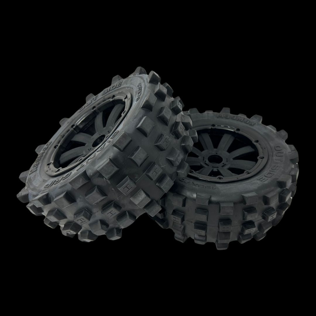 Pair of MadMax HD Belted 190mm Giant Grip Knobby Wheel/Tyre Set (2 ...