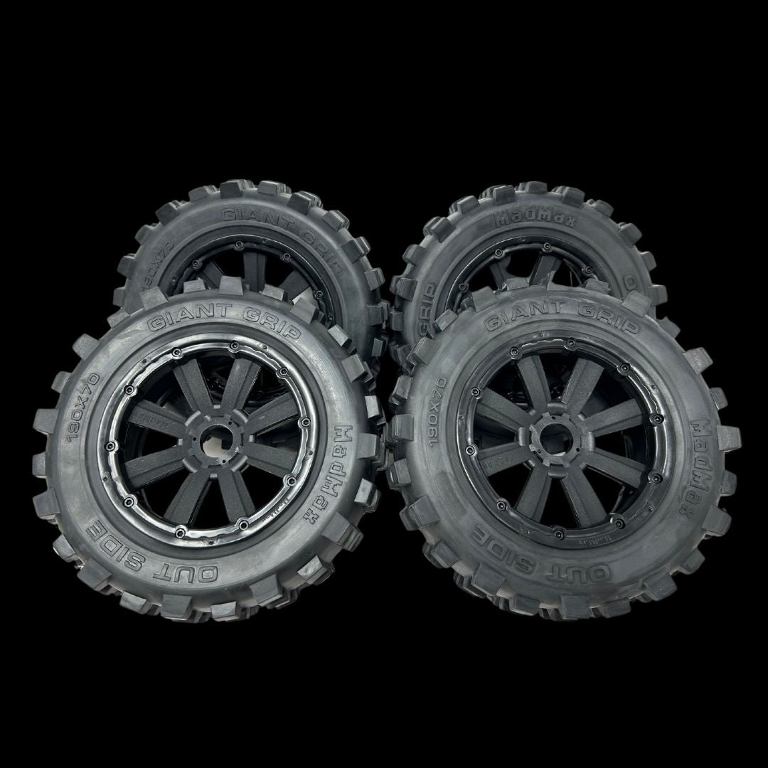 MadMax HD Belted 190mm Giant Grip Knobby Wheel/Tyre Set (4) – Taylor RC
