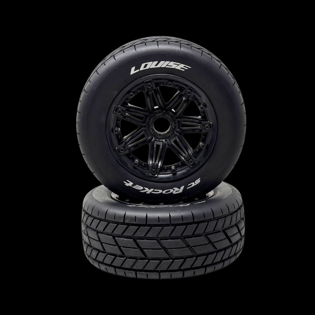 Louise RC Rocket Sport 185mm On-Road Wheels/Tyres 24mm Hex Black (pair ...
